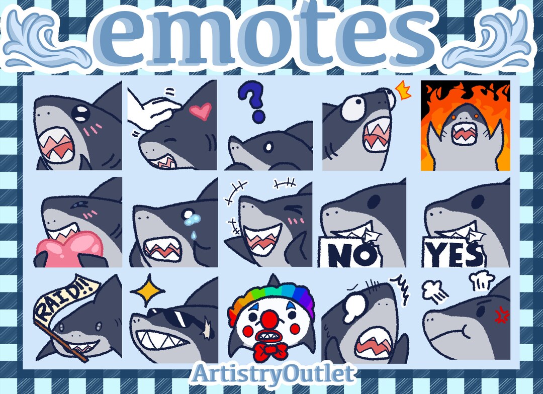 Shark Themed Twitch Emotes 112x112/56x56/28x28 - Twitch, Youtube ...