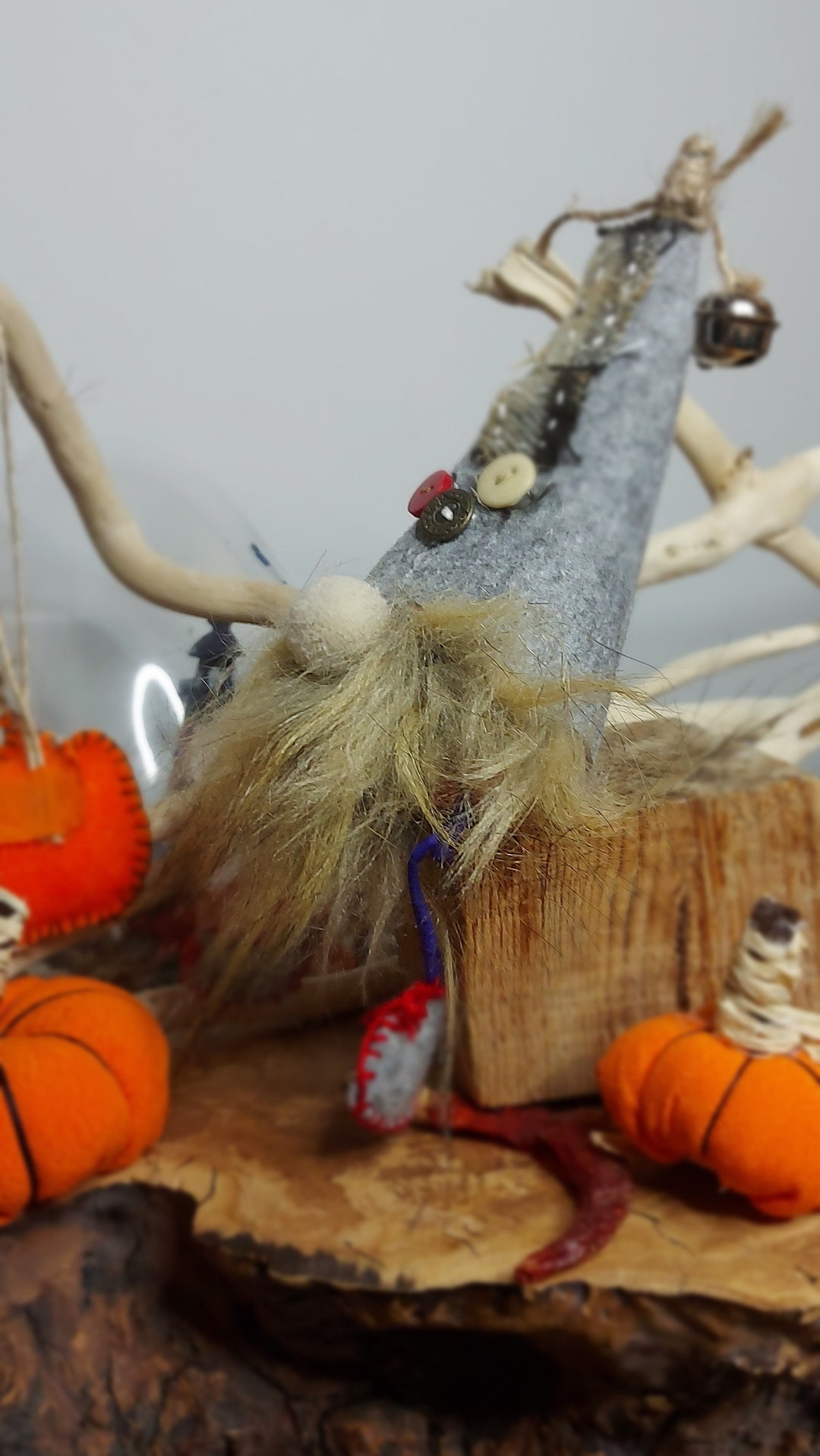 Halloween Dwarf With Hat Gray Dwarf Halloween Ornament - Etsy