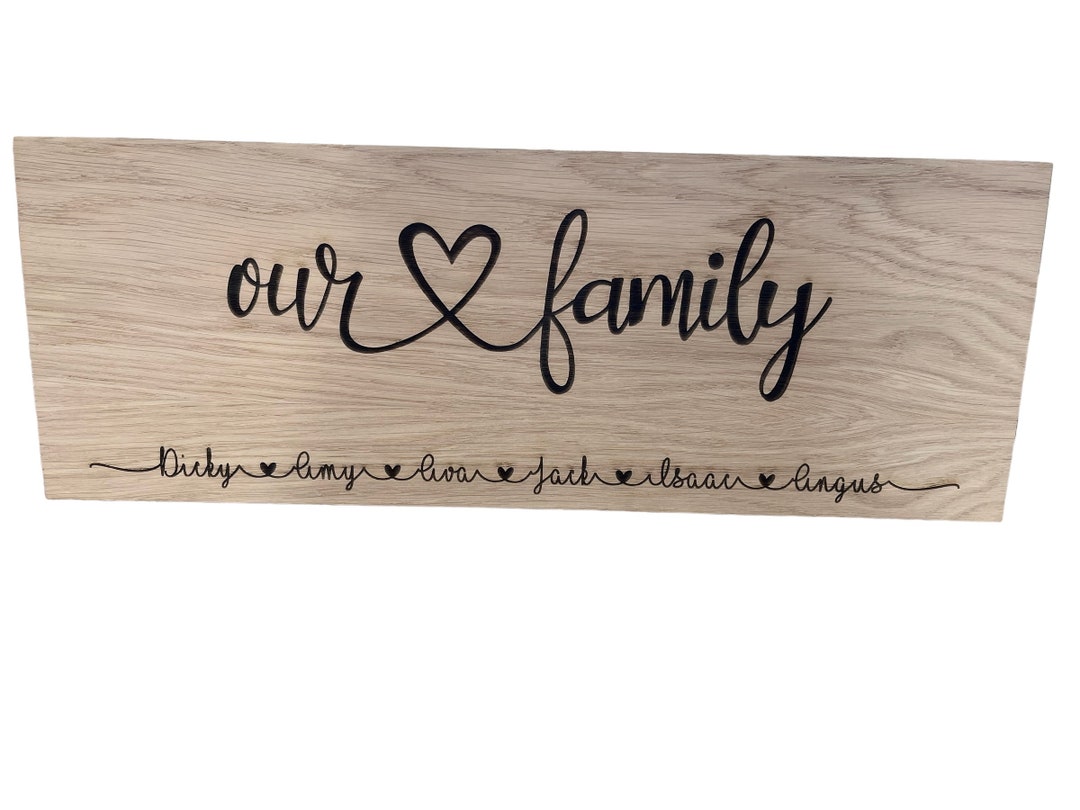 Wooden Our Family Sign | Family Names Sign | Personalised Family Sign ...