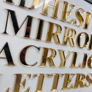 Mirror Gold Siver Acrylic Adhesive Letters or Numbers | Stick on ...