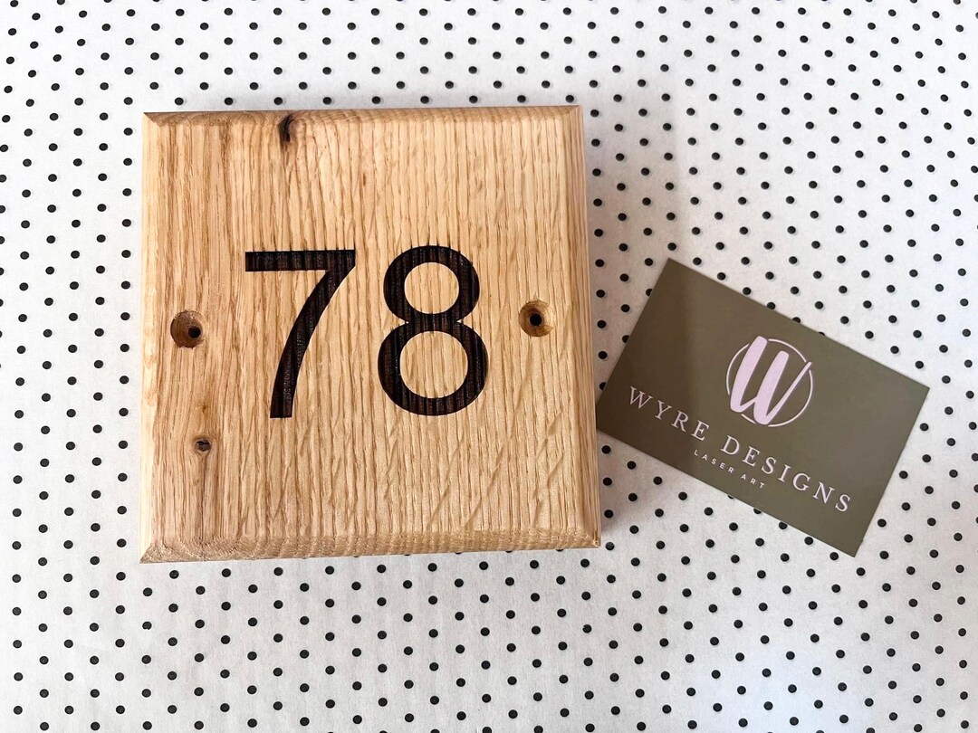 Soild Oak Engraved House Number Plaque | Wyre Designs - Etsy UK