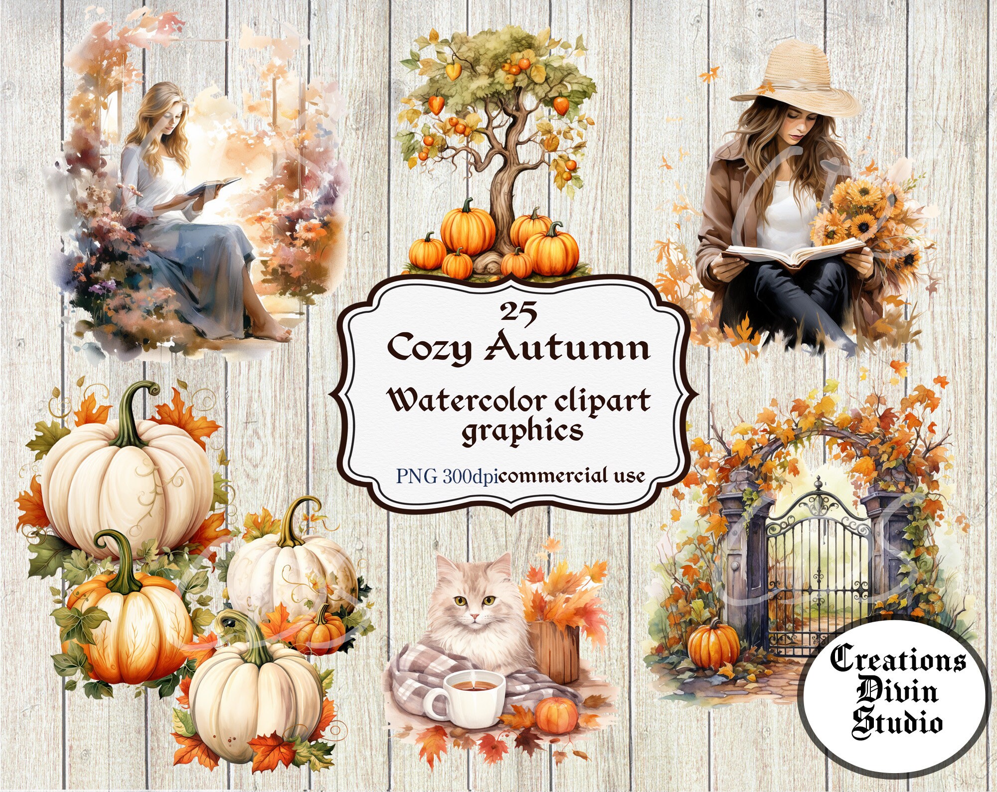 Watercolor Autumn Clip-art, Fall Png Graphics, Free Commercial Use ...