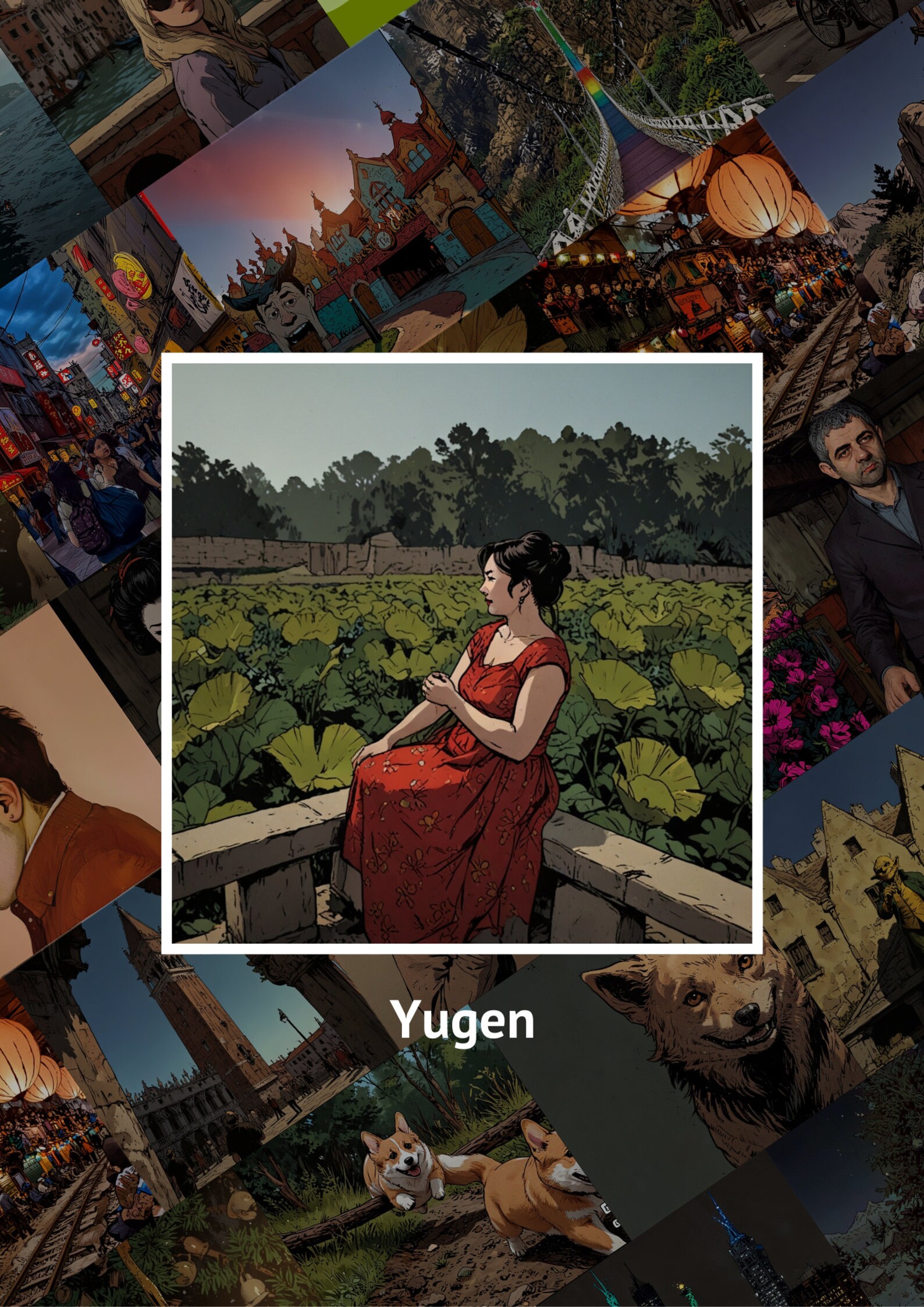 Yugen Red Digital Art AI Generated Art Old School Graphic Art Postcard Canva Printable Digital ...