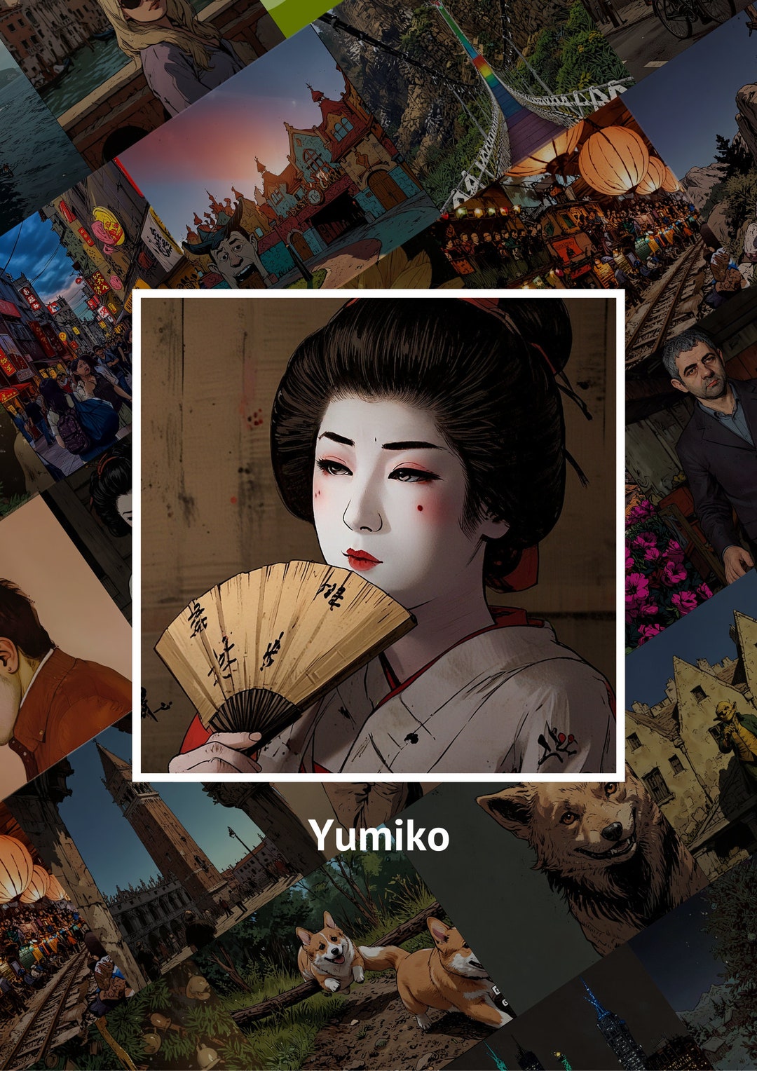Yumiko Japanese Geisha AI Generated Art Postcard Graphic Art Digital ...