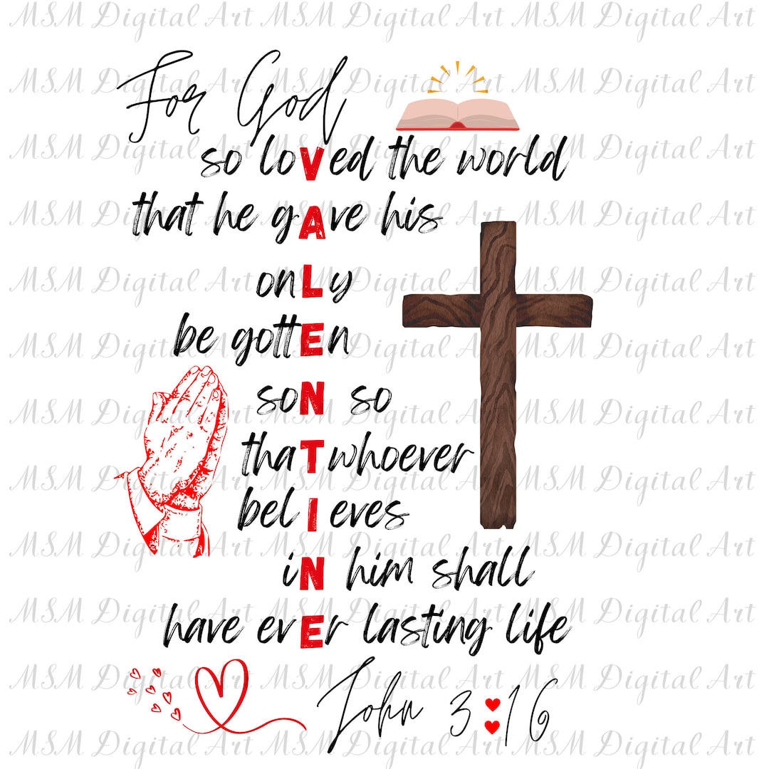 John 3:16 Bible Scripture PNG, Valentine PNG - Etsy