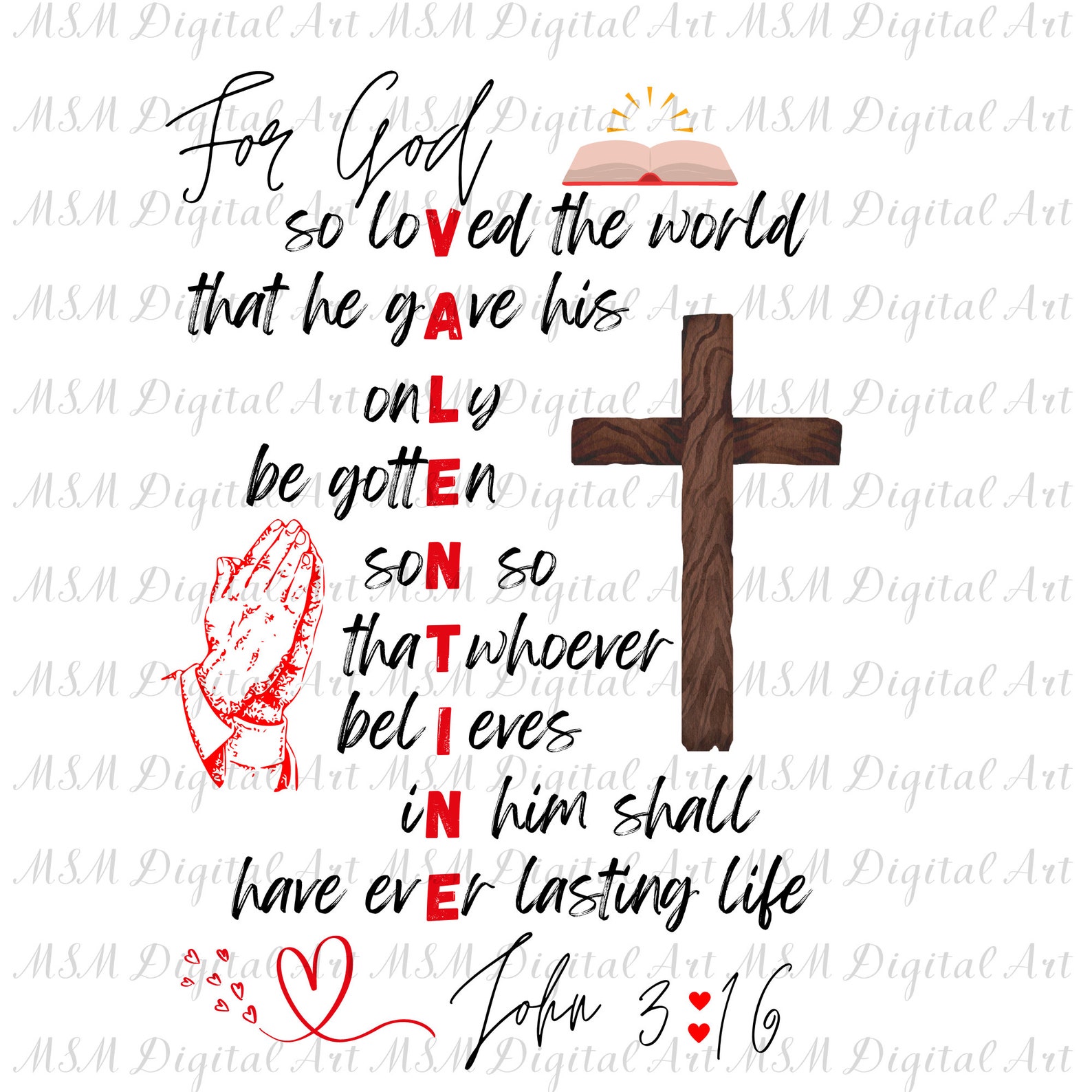 John 3:16 Bible Scripture PNG, Valentine PNG - Etsy