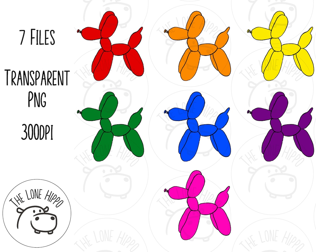 Balloon Dog PNG Rainbow Dogs Digital Download Dog Designs Clip Art ...