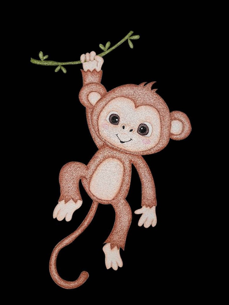 Cute Monkey Print, Monkey Wall Art, Nursery Decor, Safari Animal ...