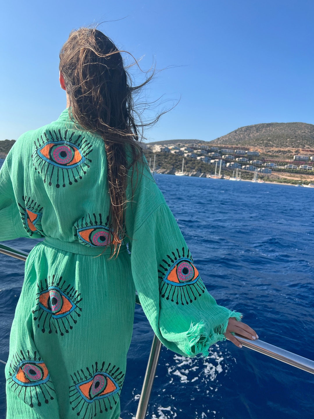Premium Handmade Evil Eye, Festival, Morning Robe, Organic Beach Cover ...
