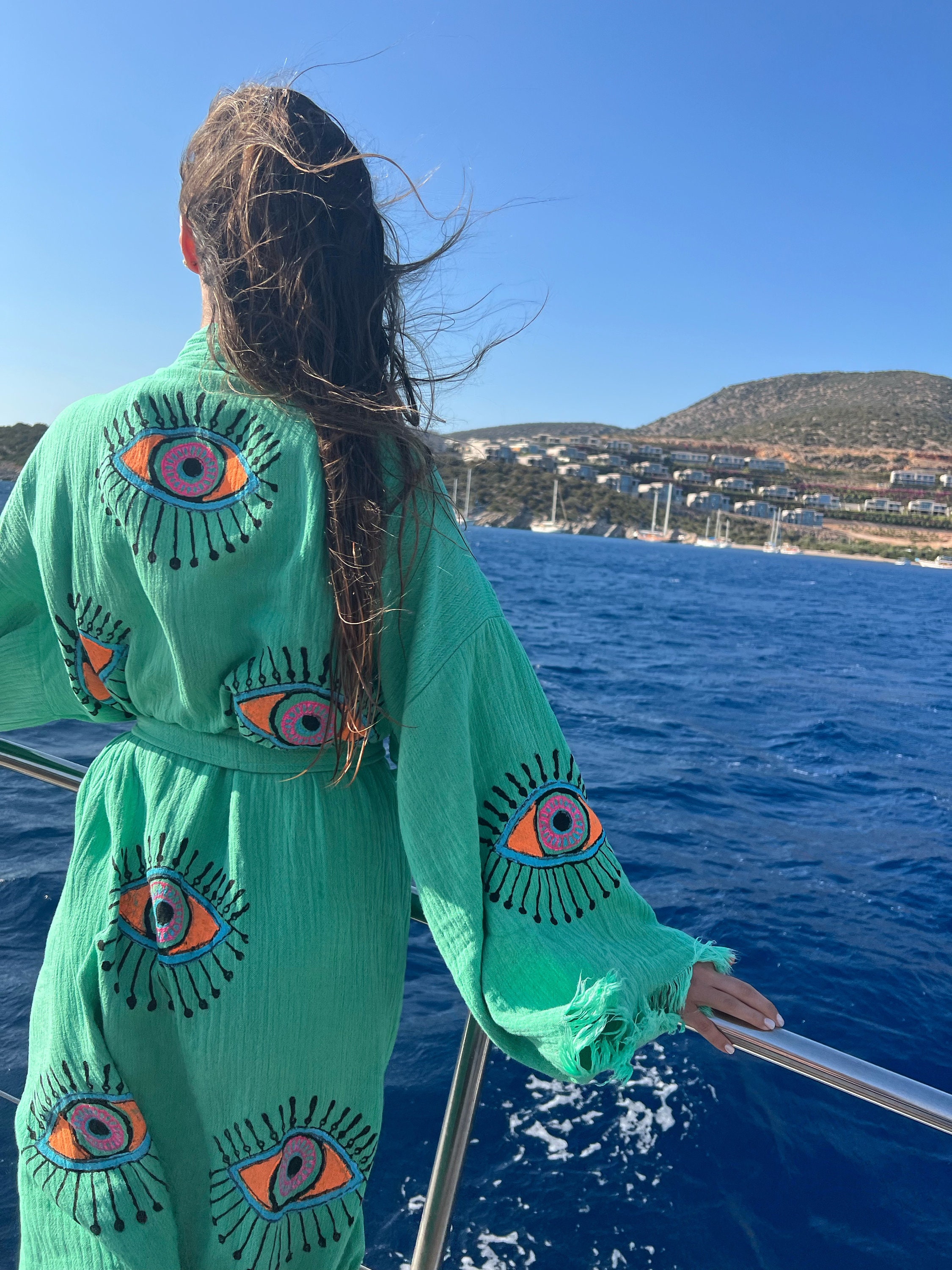 Premium Handmade Evil Eye, Festival, Morning Robe, Organic Beach Cover ...