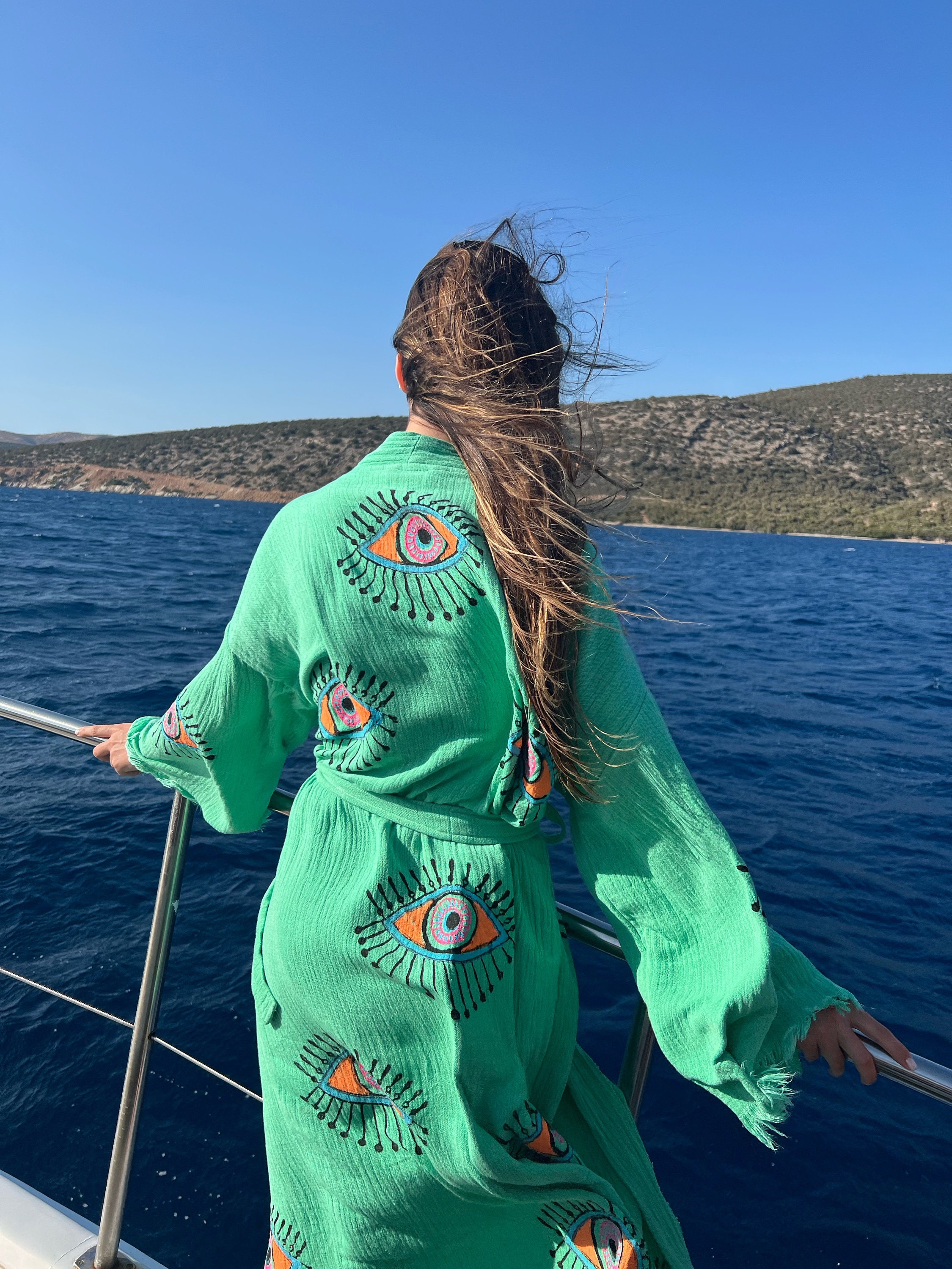Premium Handmade Evil Eye, Festival, Morning Robe, Organic Beach Cover ...