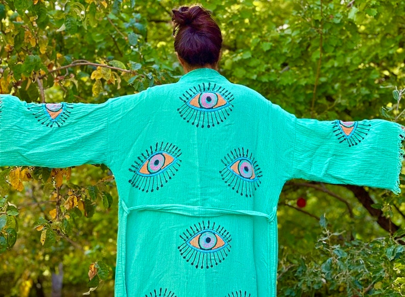 Premium Handmade Evil Eye, Festival, Morning Robe, Organic Beach Cover ...