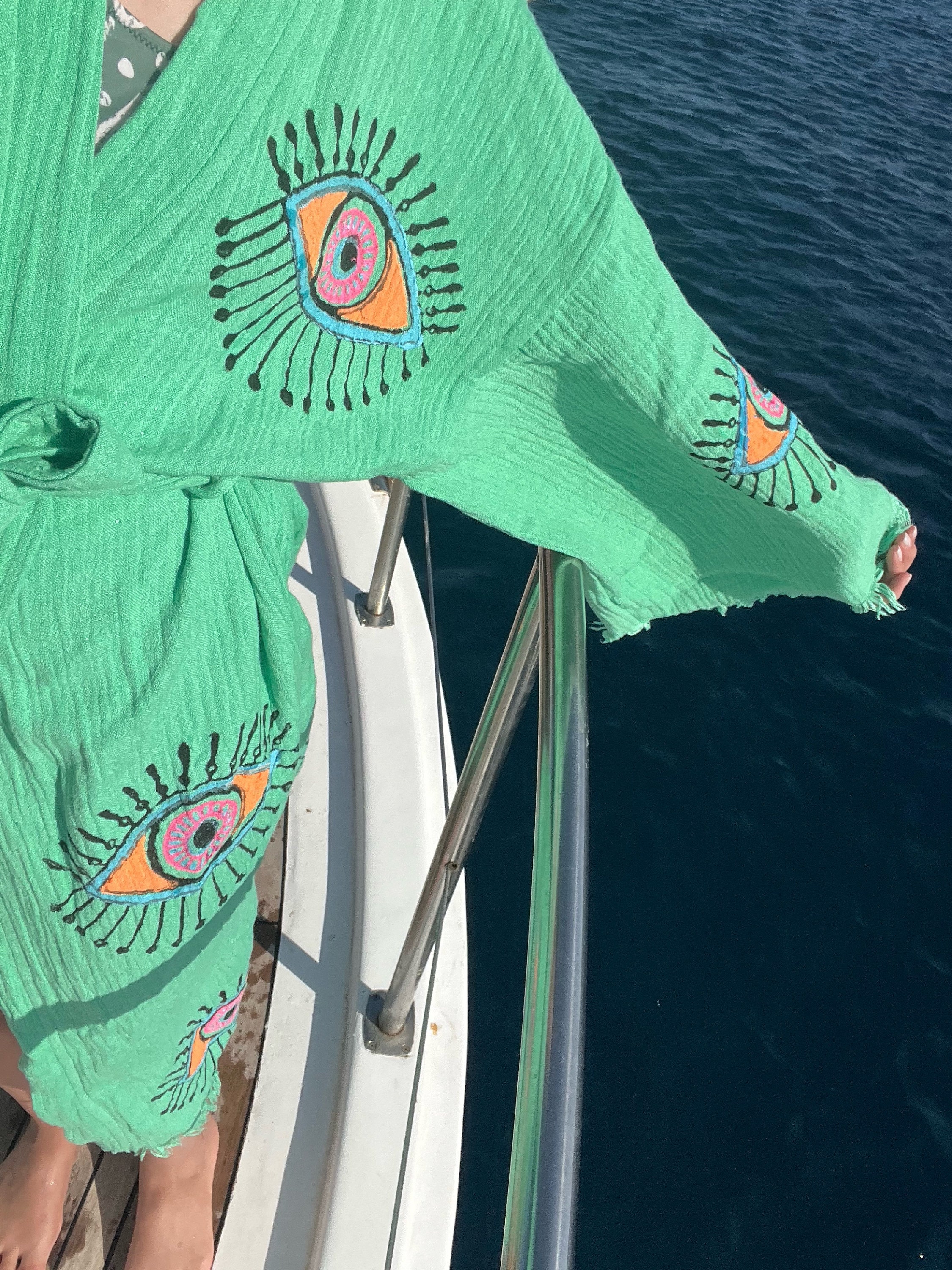 Premium Handmade Evil Eye, Festival, Morning Robe, Organic Beach Cover ...