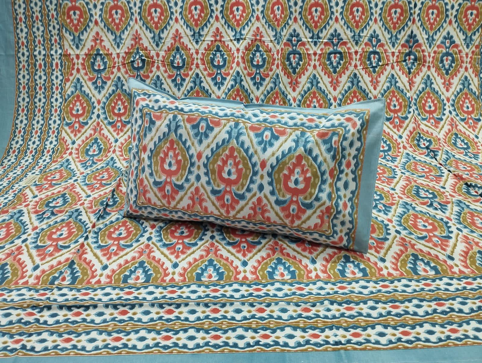 Luxurious Block Print Bedspread Floral Print 100% Pure Cotton Bedsheets ...