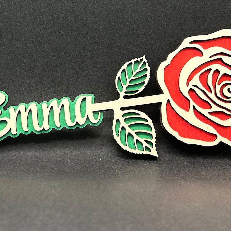 Rose With Name Stem Svg - Etsy