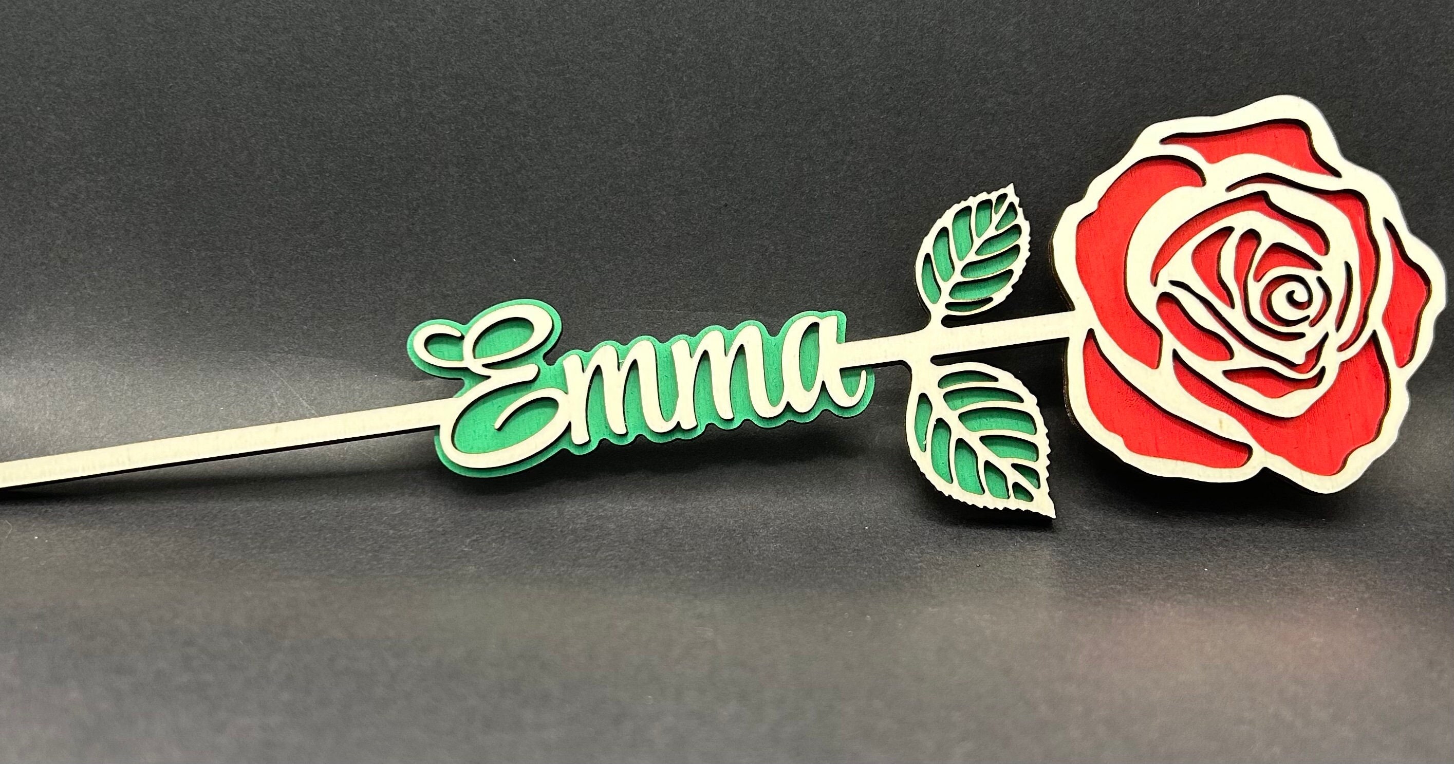 Rose With Name in Stem, Personalised, Made to Order, Valentines ...