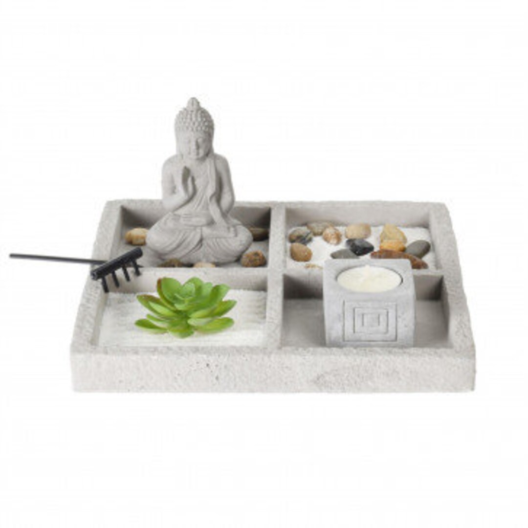 Stone Japanese Zen Garden Kit Miniature Desktop Zen Garden Set Tealight ...