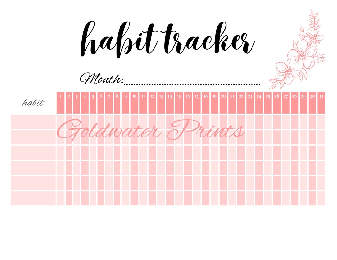 Monthly Habit Tracker Digital Download pink - Etsy