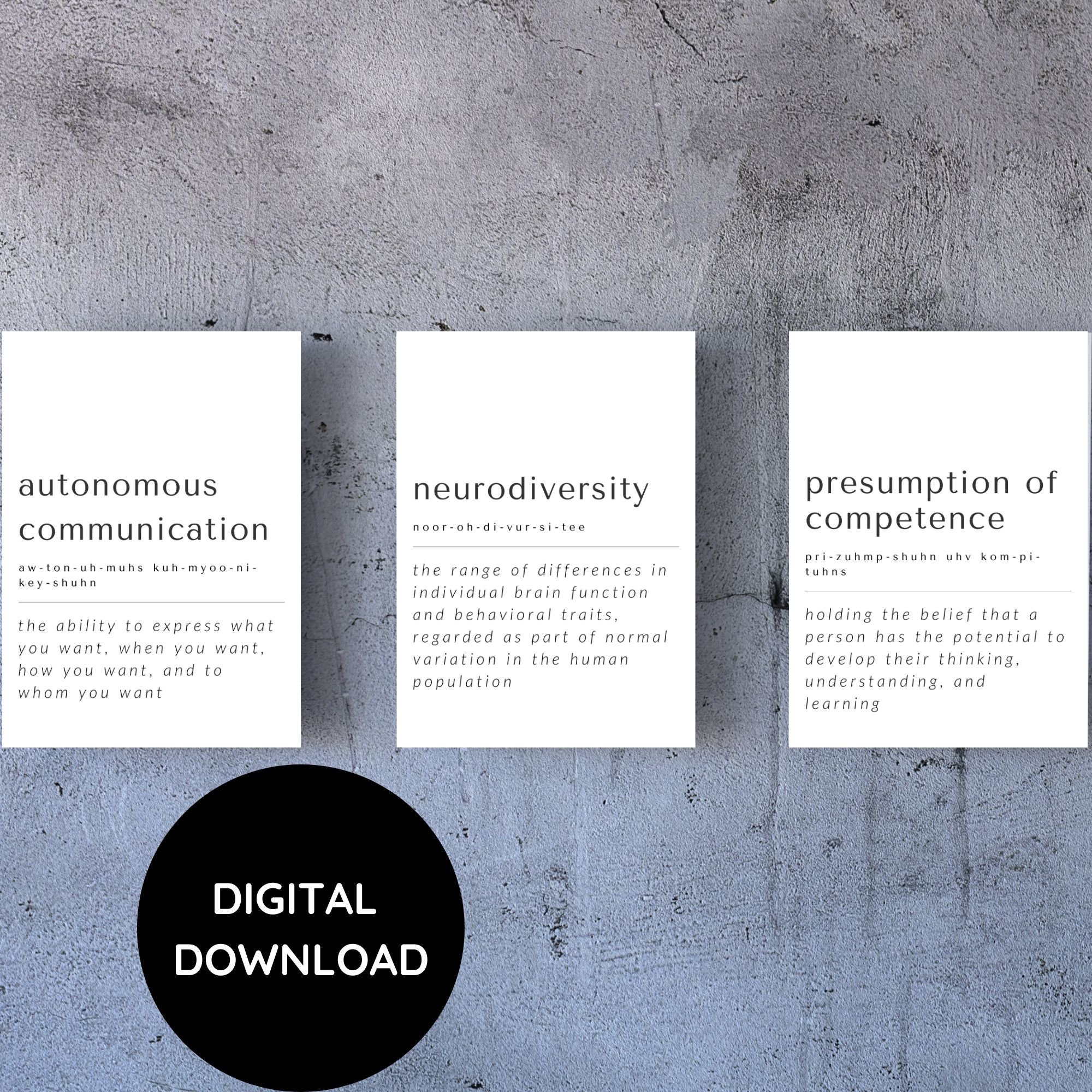 Set of 4 Neurodiversity Definition Posters Autistic Pride Wall Art ...