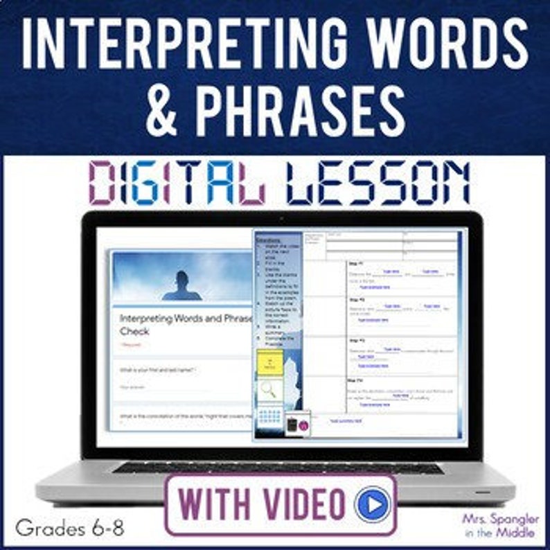 Poetry Comprehension Interpreting Words and Phrases DIGITAL Lesson ...