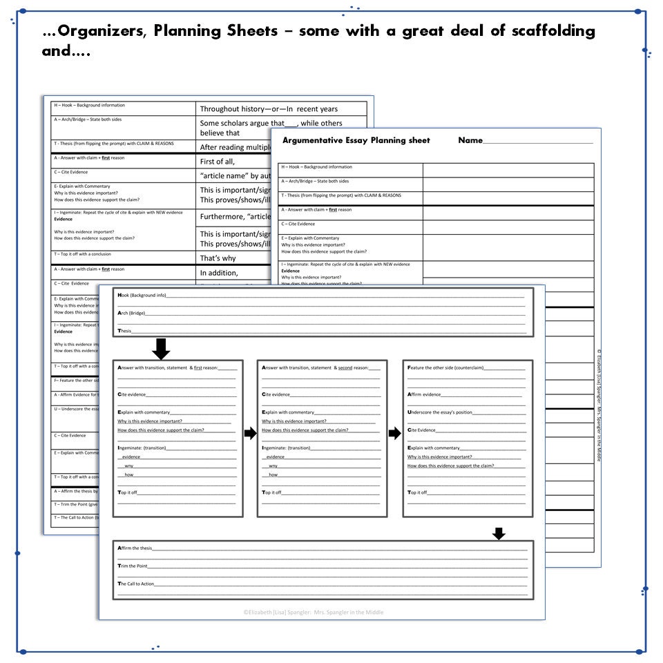 Argumentative Essay Graphic Organizer Set Separate Counterclaim ...