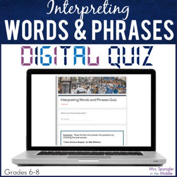 Poetry Interpreting Words and Phrases DIGITAL Quiz - Etsy