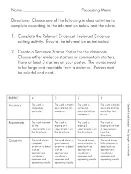Citing Textual Evidence Project Based Learning With Menus Text Video ...