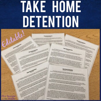 Detention Work Behavior Reflection EDITABLE - Etsy