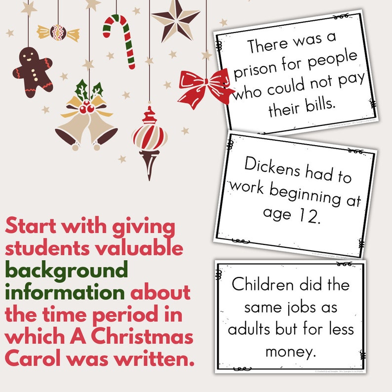 A Christmas Carol Prereading Activity for Middle School Printable and ...