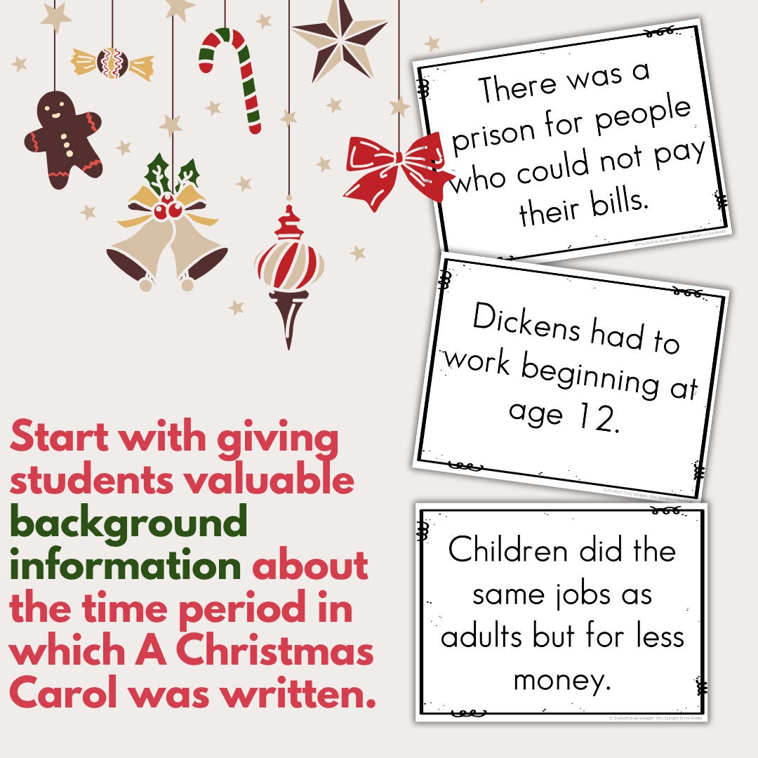A Christmas Carol Prereading Activity for Middle School Printable and ...