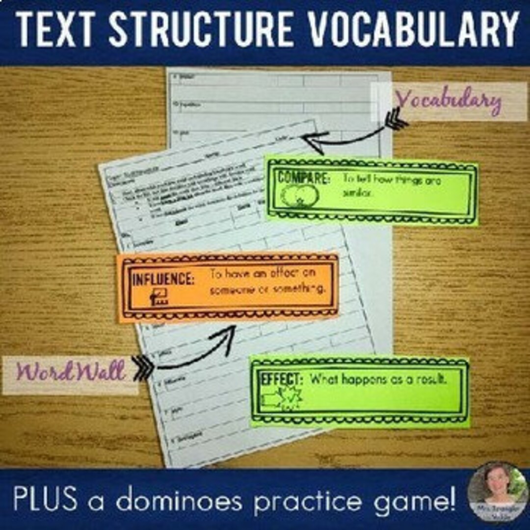 Text Structure Vocabulary Worksheet Word Wall Dominoes - Etsy
