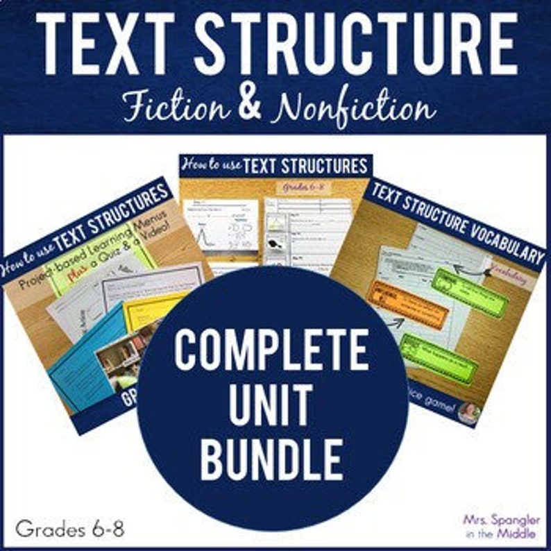 Text Structure Complete Printable Unit Vocab Guided Notes Practice quiz ...