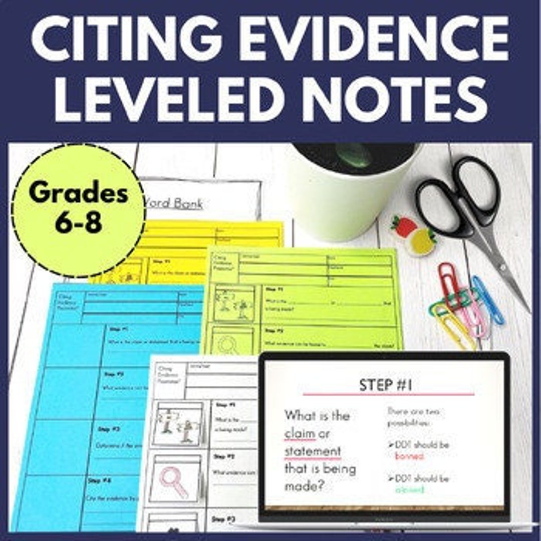 Citing Textual Evidence Printable LEVELED NOTES With Powerpoint - Etsy