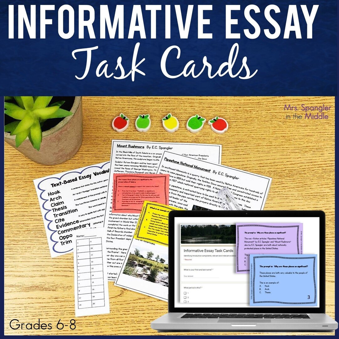 Informative Essay Task Cards Text Based Printable AND Digital - Etsy