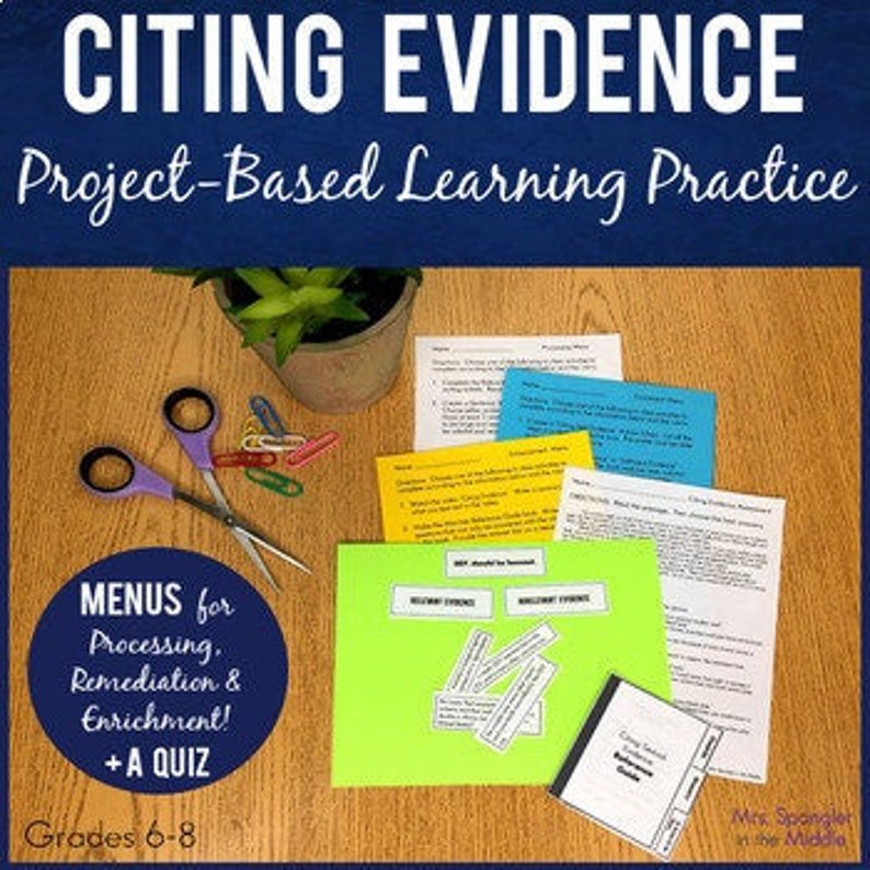 Citing Textual Evidence Project Based Learning With Menus Text Video ...