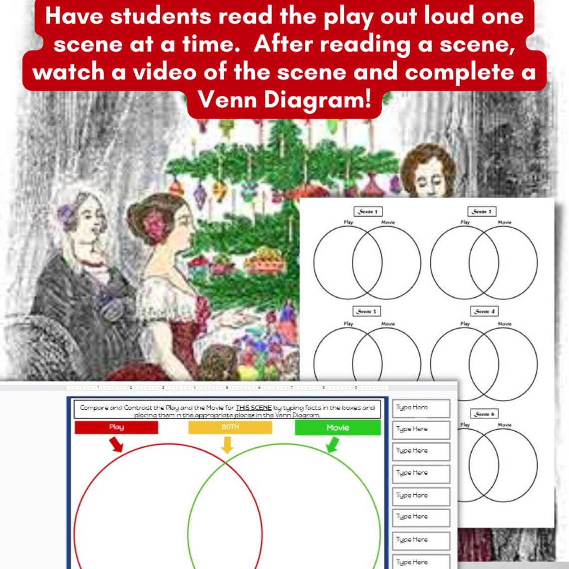 A Christmas Carol Activities Worksheets for the Play Version - Etsy