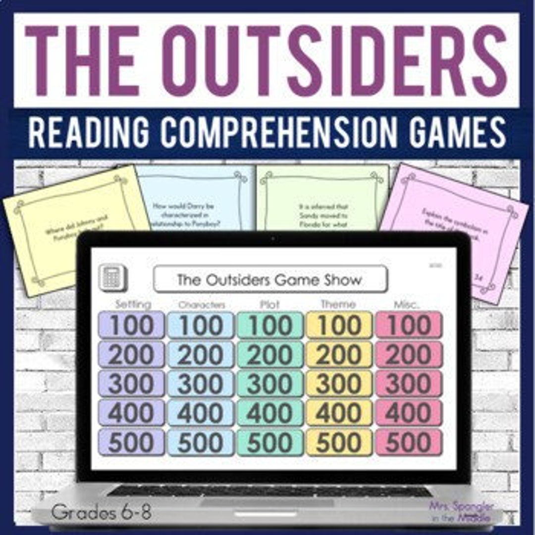 The Outsiders Reading Comprehension GAMES Game Show Task Cards - Etsy