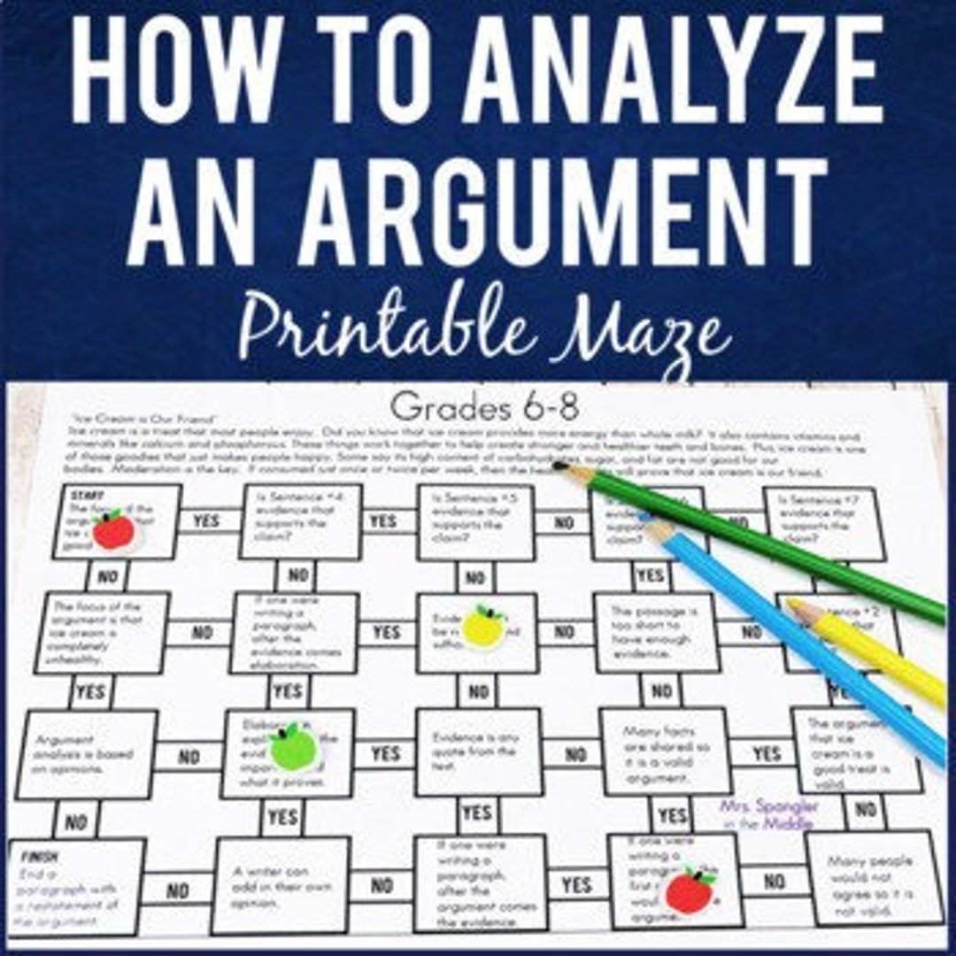 Argumentative Text Analysis Practice Printable Maze Evaluate Arguments ...