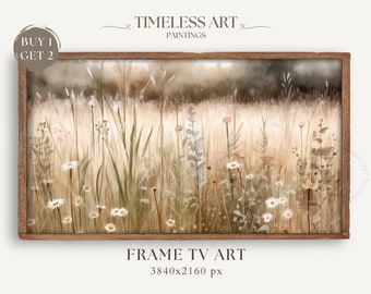 Samsung Frame TV Wildflower Art, Flower Meadow, Warm Tone Field ...