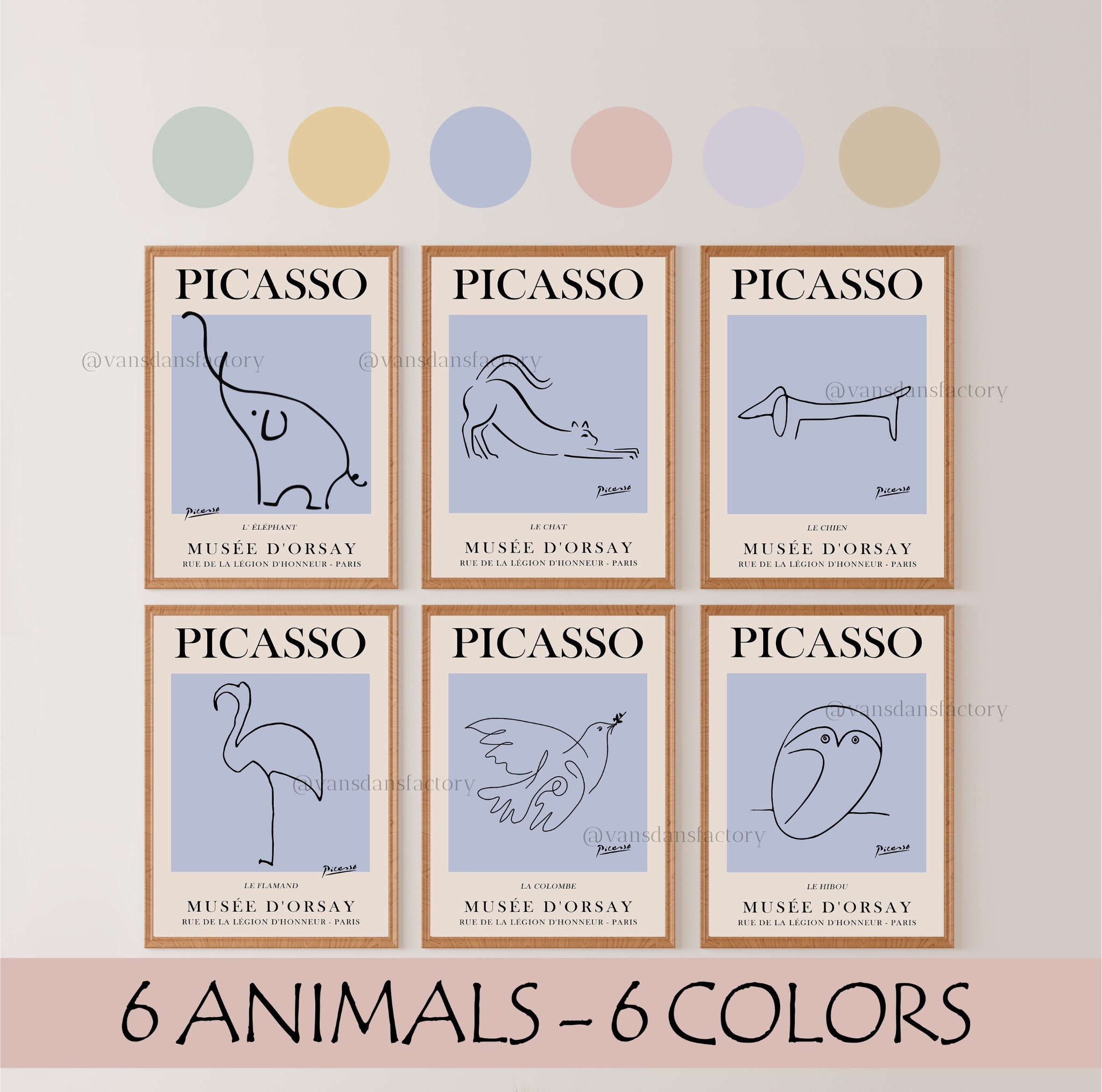 Picasso Animals Line Drawing Prints Set Picasso Printable Wall Art One ...