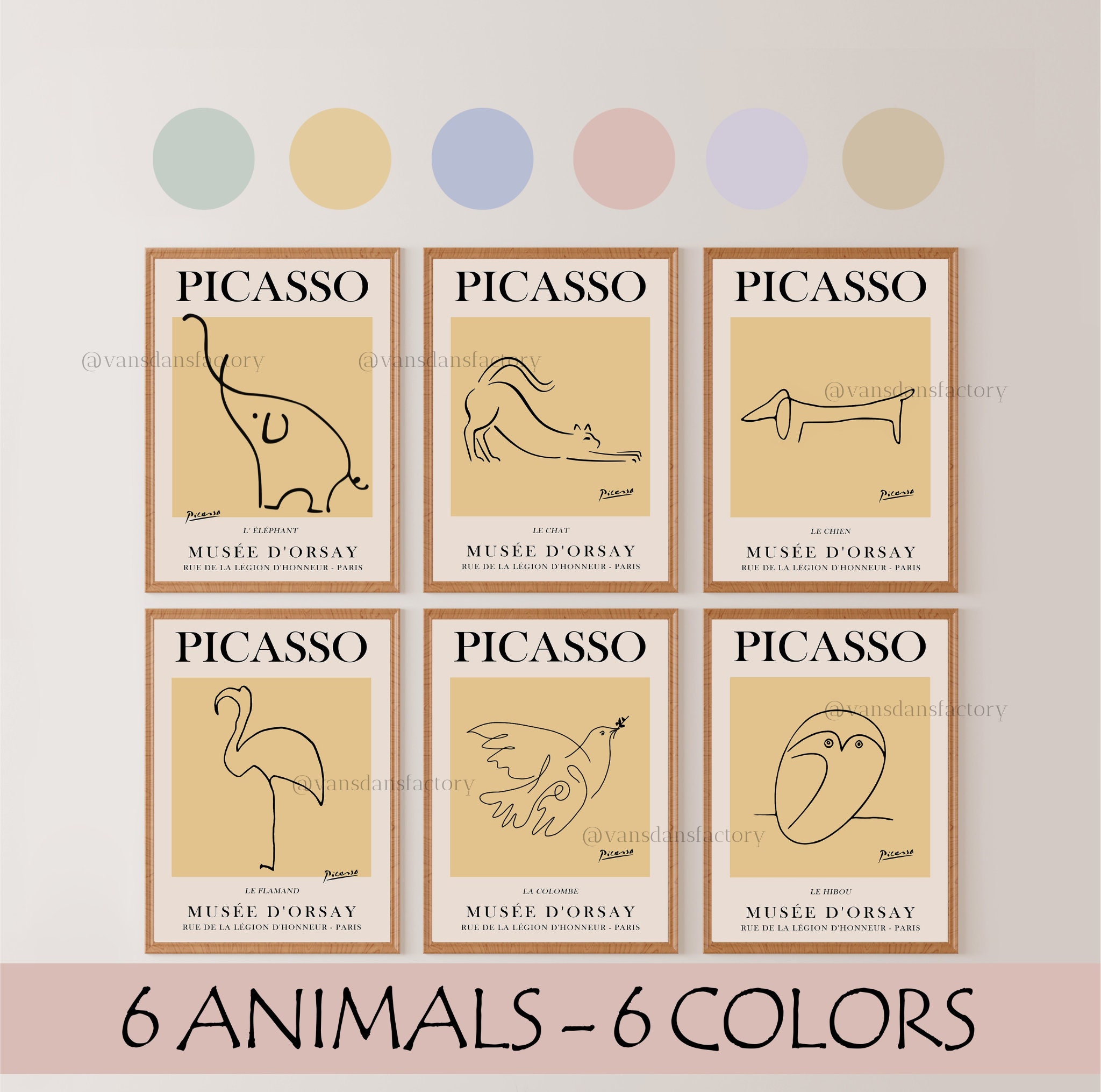 Picasso Animals Line Drawing Prints Set Picasso Printable Wall Art One ...