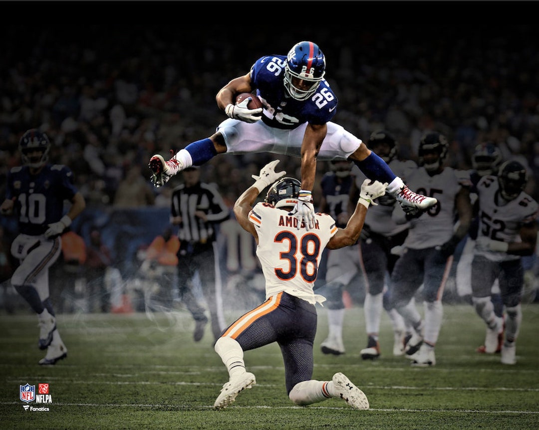 New York Giants Saquon Barkley Jumps Over Chicago Bears Saftey 8x10 ...
