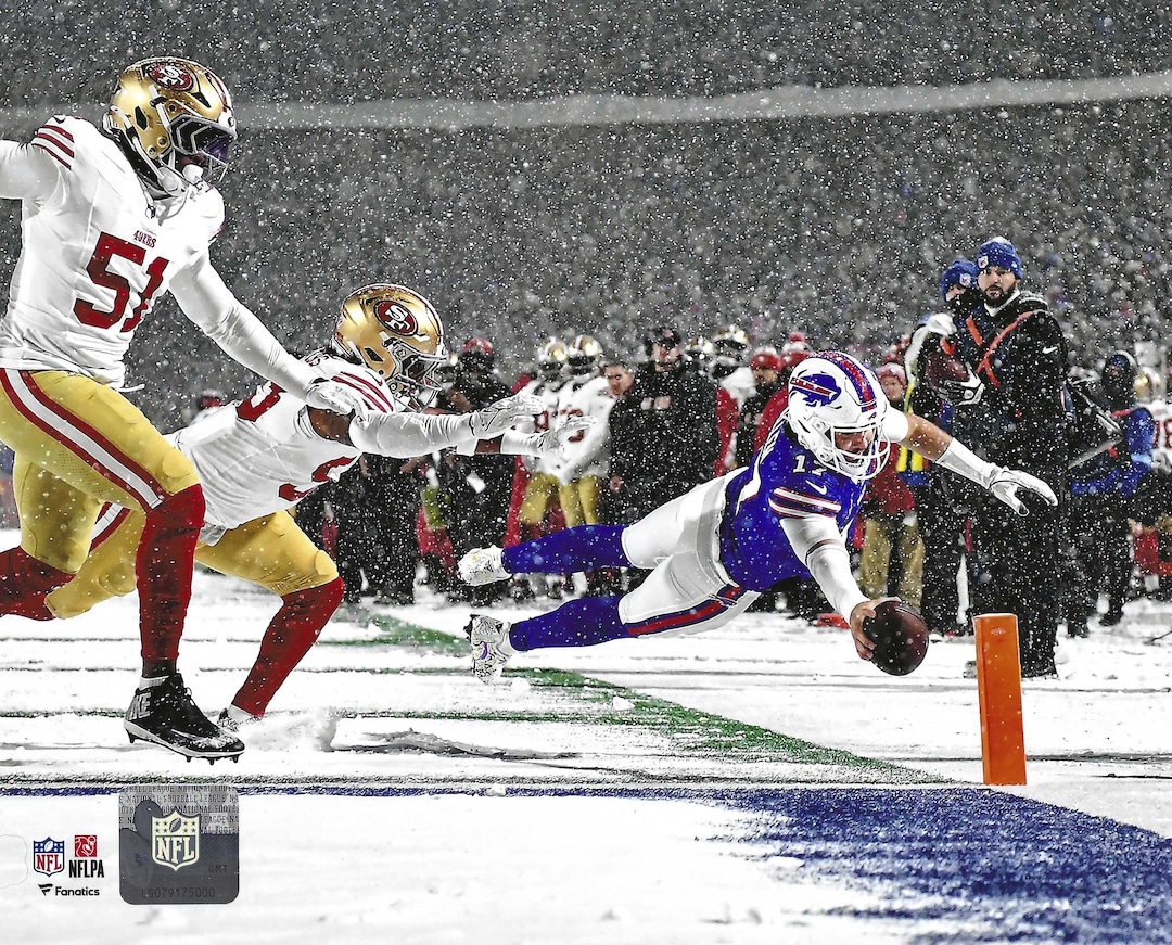 Buffalo Bills Josh Allen Leap Into the End Zone During the 2024 Season ...