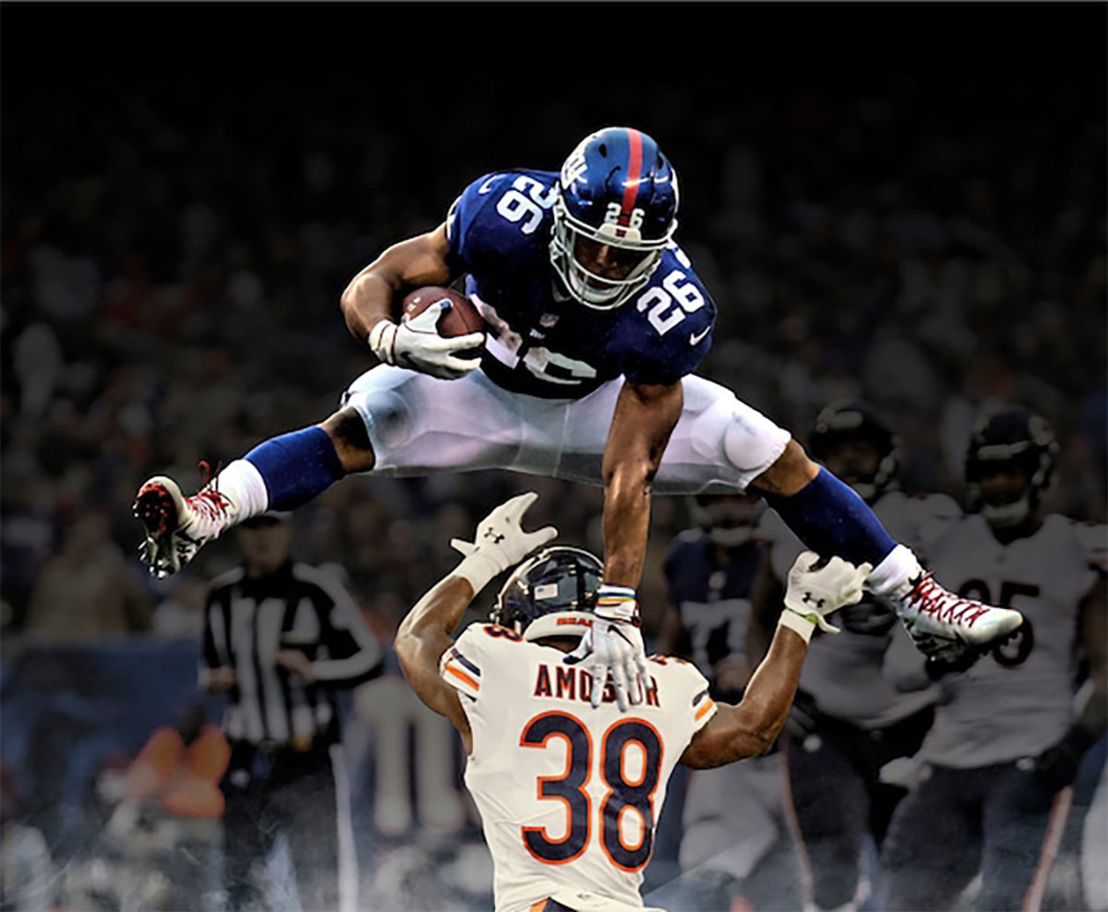New York Giants Saquon Barkley Jumps Over Chicago Bears Saftey 8x10 ...