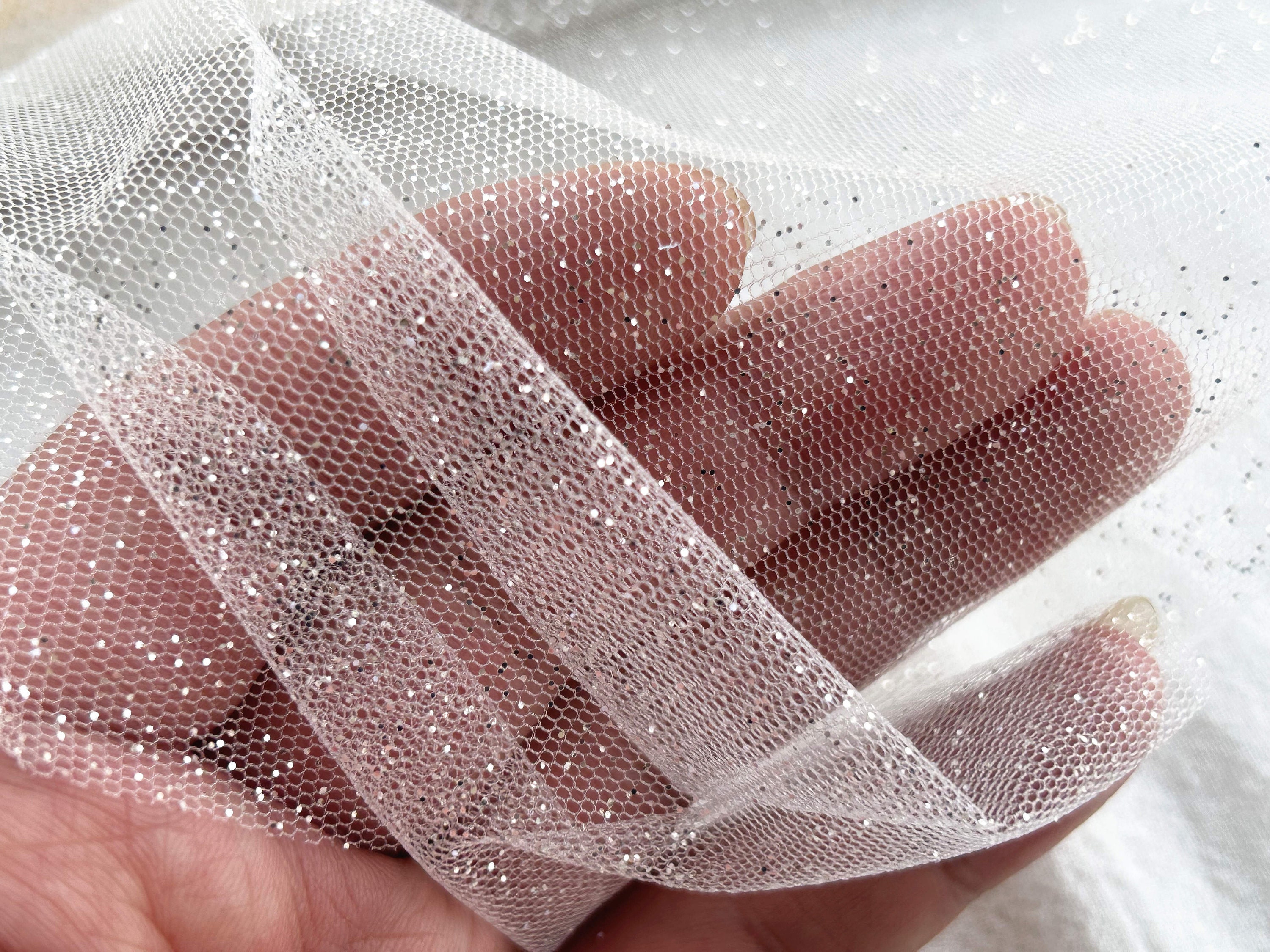 Glitter Tulle Fabric,ivory Tulle Fabric,shiny Sequin Tulle,diy Dress ...