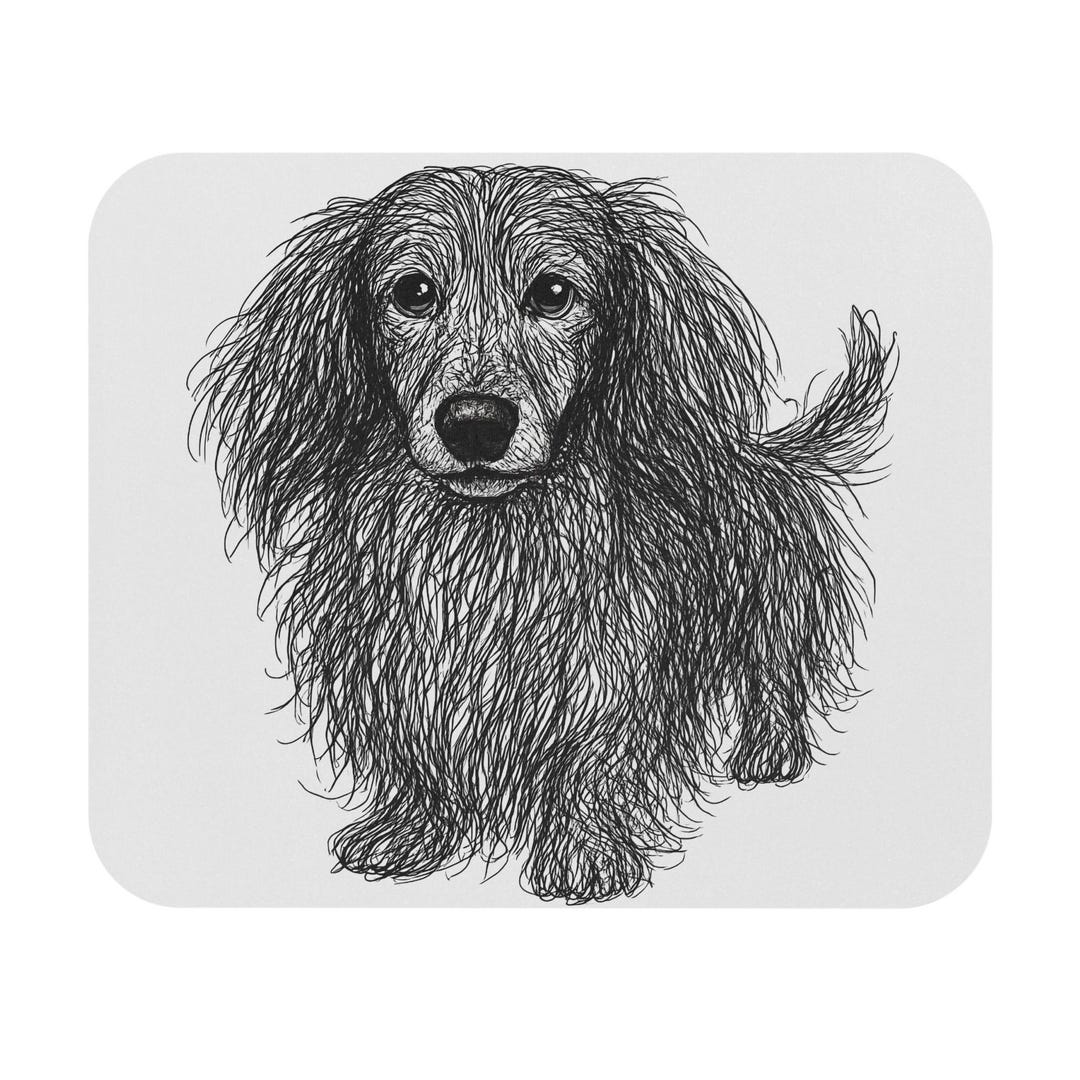 Long Haired Dachshund Illustration Mouse Pad | Hand-drawn Dog Sketch - Etsy