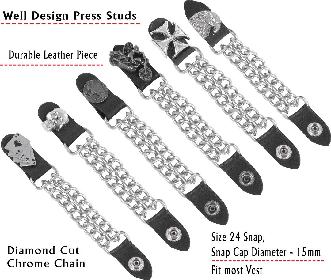 Vest Extender Jacket Waistcoat Leather Snap Accessories Chrome Finish ...