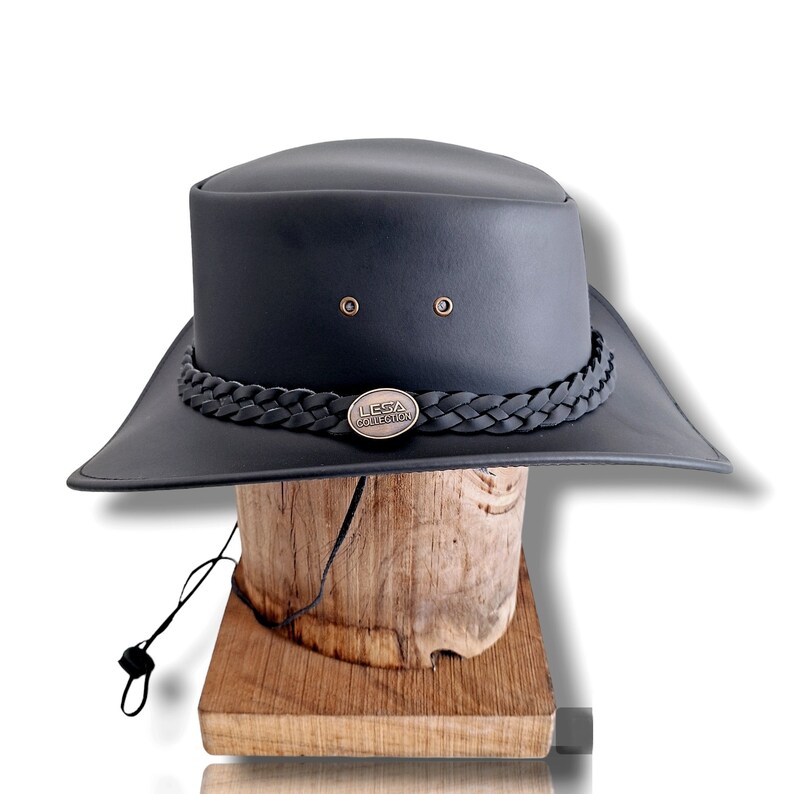 Black Brown Australian Western Cowboy Style Leather Bush Hats - Etsy