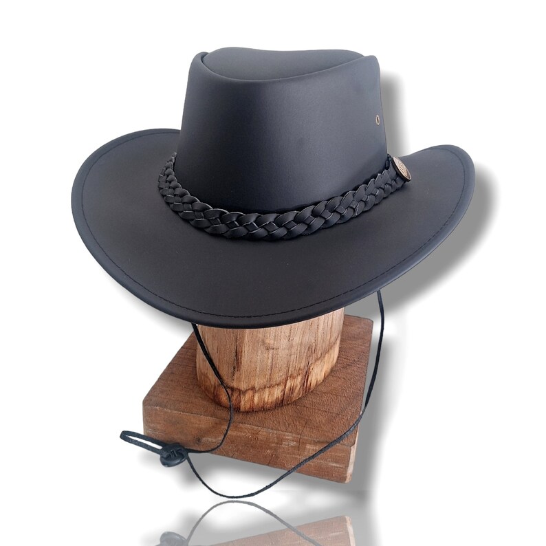 Black Brown Australian Western Cowboy Style Leather Bush Hats - Etsy