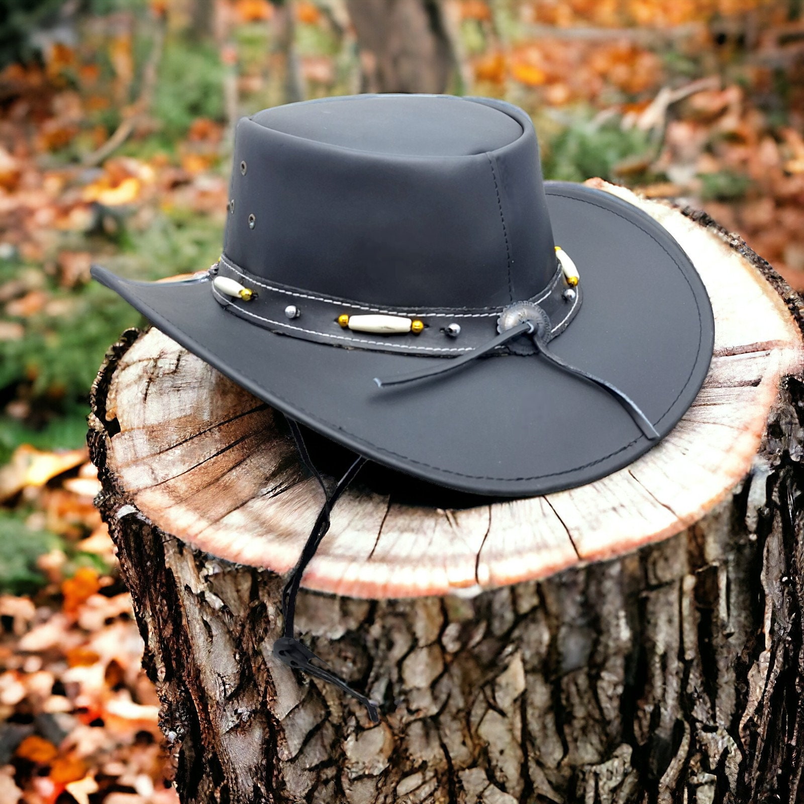 100% Real Leather Cowboy Outback Bush Black Brown Australian Western ...